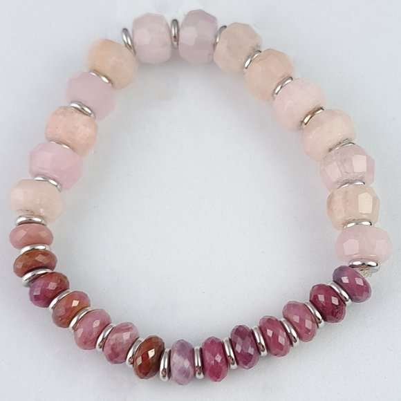 Hespera | Jewelry | Hesperas Ruby And Morganite Stretch Bracelet | Poshmark